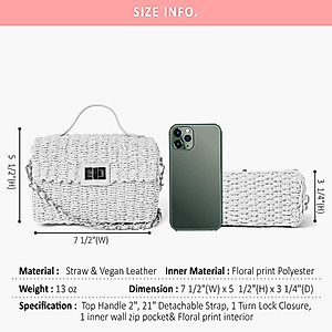 Like Dreams Women Hand-woven Fashion Straw Crossbody Bag Inner Floral Summer Long Strap Shoulder Purse (Natural Ivory)