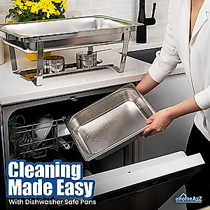 Chafing Dish Buffet Set (4 Pack) Chafers 8QT Buffet Servers And Warmers, Chaffing Servers With Covers, Catering, Chafer, Folding Stand, Food Warmer For Parties Buffets