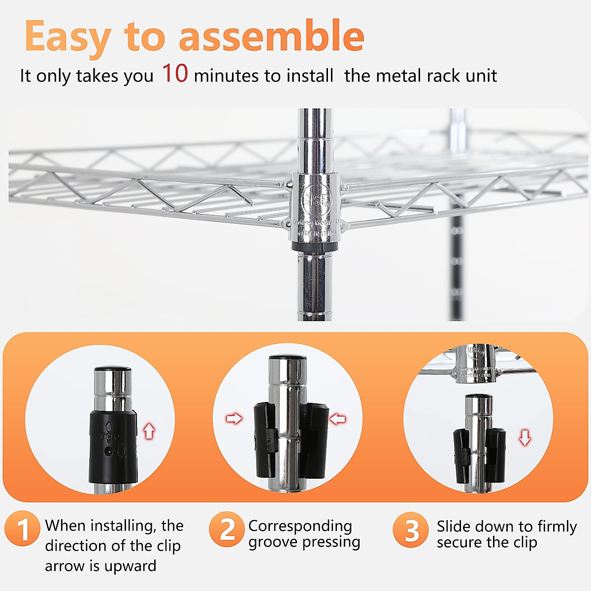 FDW 6 Tier Wire Shelving 17L x 12W x 64H Pantry Shelves Storage Rack Shelving Units Adjustable Metal Shelves for Kitchen Commercial Garage Small Places,Chrome