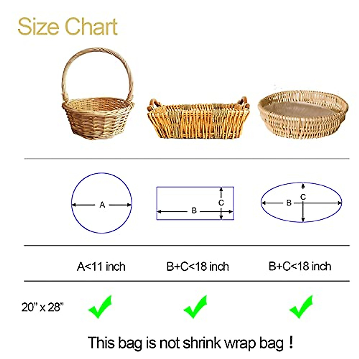 Holvyt Large Clear Gift Basket Bags, 10 Pack 20"x 28" Cellophane Wrap Plastic Package for Baskets and Gifts