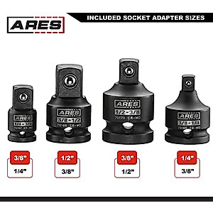 ARES 28000 - Impact 3-Inch Extension and Socket Adapter Set - Includes 3-Inch Extensions in 1/4-Inch Drive, 3/8-Inch Drive, and 1/2-Inch Drive, 2 Adapters, and 2 Reducers