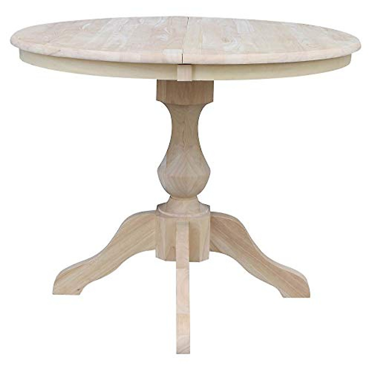 International Concepts 36" Round Top Pedestal Table with 12" Leaf-28.9" H-Dining Height, Unfinished