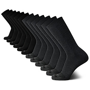 AND1 Men's Athletic Arch Compression Cushion Comfort Crew Socks (12 Pack), Size 6-12.5, BlackGray