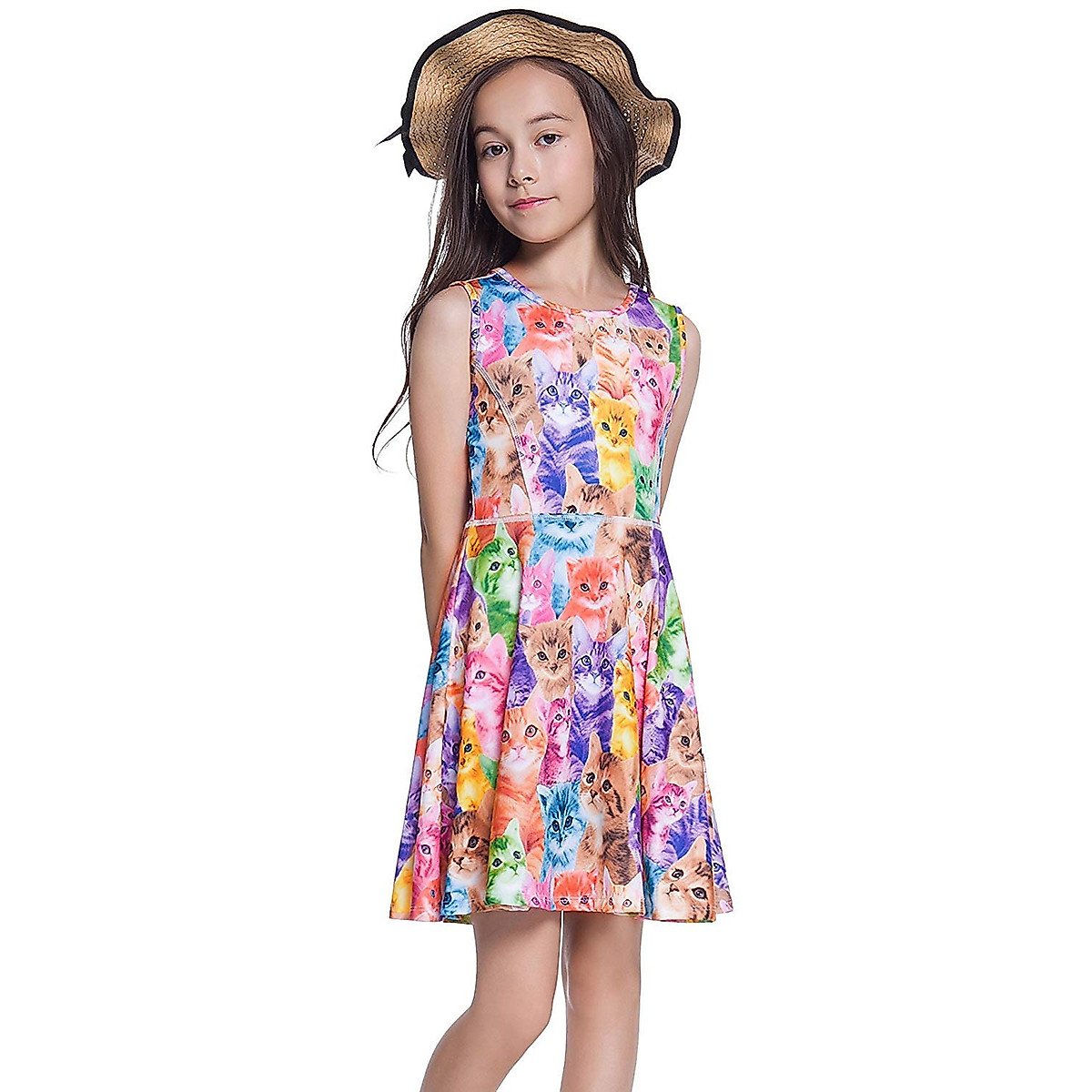 Matching Doll & Girls Dresses Kid Toddler Cat Cloth Fit American Girl Doll