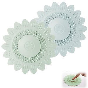 Sgdazo Hair Catcher for Silicone Shower Drains Bathtub Stopper, Clean Suit for Sink - Easy Installation for Bathroom, Kitchen, and Laundry, 2 Pack (Green, Blue)