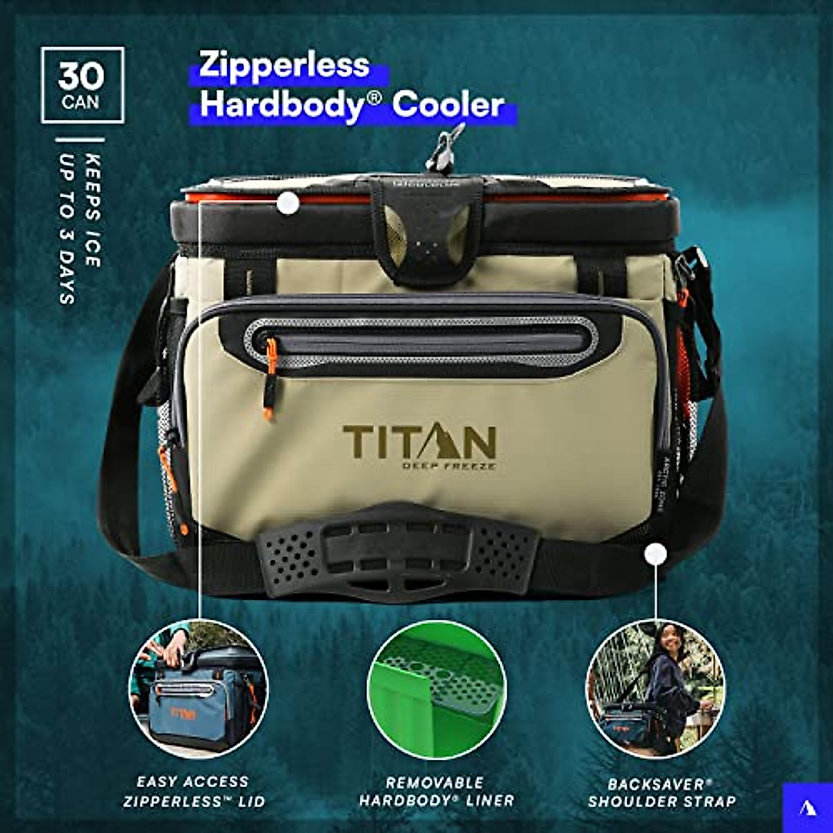 Arctic Zone Titan Deep Freeze Cooler - 30 Can Zipperless Hardbody Cooler - Deep Freeze Insulation, HardBody Liner, and SmartShelf
