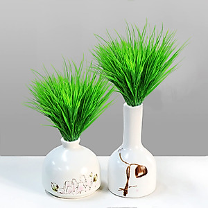 SCNBAORE Artificial Wheat Fake Tall Grass - 8 Bundles Artificial Grass Outdoor UV Resistant, No Fade Faux Plastic Plants for Indoor Outdoor Window Home Garden Decoration