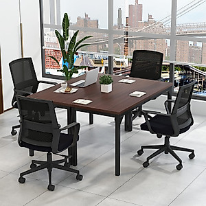 Tangkula Conference Table Set of 4, Rectangular Meeting Room Table with Large Tabletop & Heavy-Duty Metal Frame, Multifunctional Computer Desk for Home, Office, Conference Room