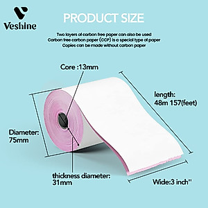 (10 Rolls) 2 Ply Carbonless Rolls 3" X 95 Feet White/Yellow Receipt Paper POS Cash Register Two Ply