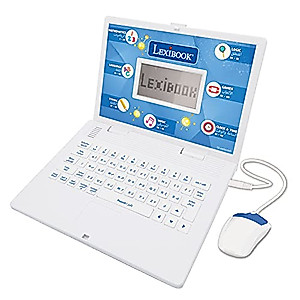 LEXiBOOK JC598i13 Educational and Bilingual Laptop Arabic/English-Toy for Child Kid (Boys & Girls) 124 Activities, Learn Play Games and Music-White/Blue