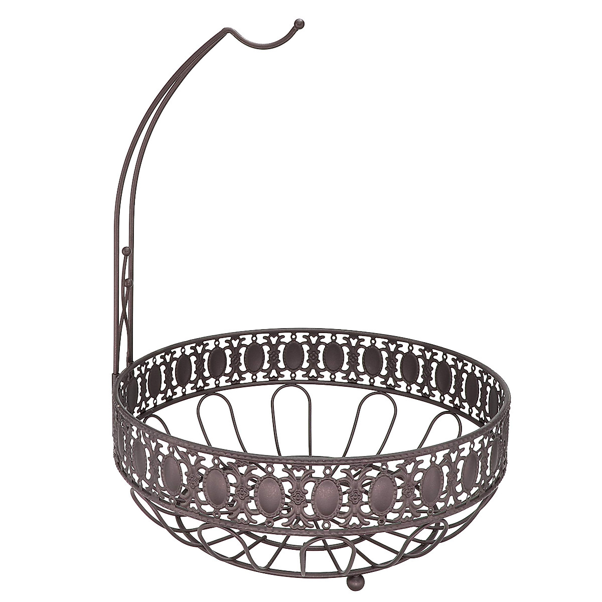 ROSYLINE Fruit basket Bowl, with Banana Hanger Suitable for kitchen, dining table decoration and storage (brown)