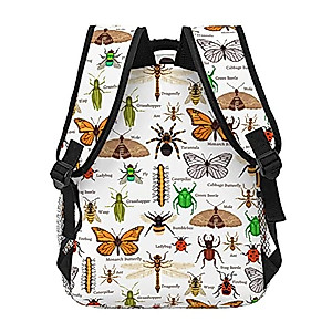 Insect School Computer Backpacks Book Bag For Boys Girls Travel Hiking Camping Daypack