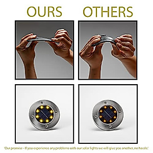 niftynifty Solar Ground Lights Outdoor Waterproof 12 Pack 8 Led Warm Bright Garden Disc Lights Solar Ground Light Powered Lighting Flat Solar Lights for Garden and Landscape Outdoor Inground Lights