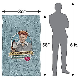 Trevco I Love Lucy Vitameatavegamin Silky Touch Super Soft Throw Blanket 36" x 58"