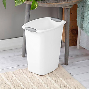 Sterilite 10358006 3 Gallon/11.4 Liter Wastebasket, White with Titanium Inserts, 6-Pack