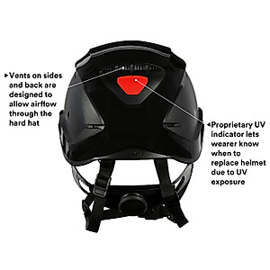 3M SecureFit Safety Helmet - Climbing Style Inspired Safety Helmet with 6 Point Suspension System, Vented, Black, X5012V-ANSI, for Construction, Heavy Infrastructure