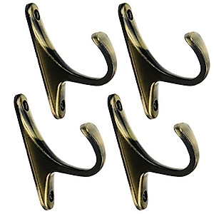 Meprotal Antique Wall Hook Key Coat Hanger Home Decor Decorative Hanging Hooks Tieback Holders with Screws for Bathroom Kitchen Bedroom (Bronze, Pack of 4)