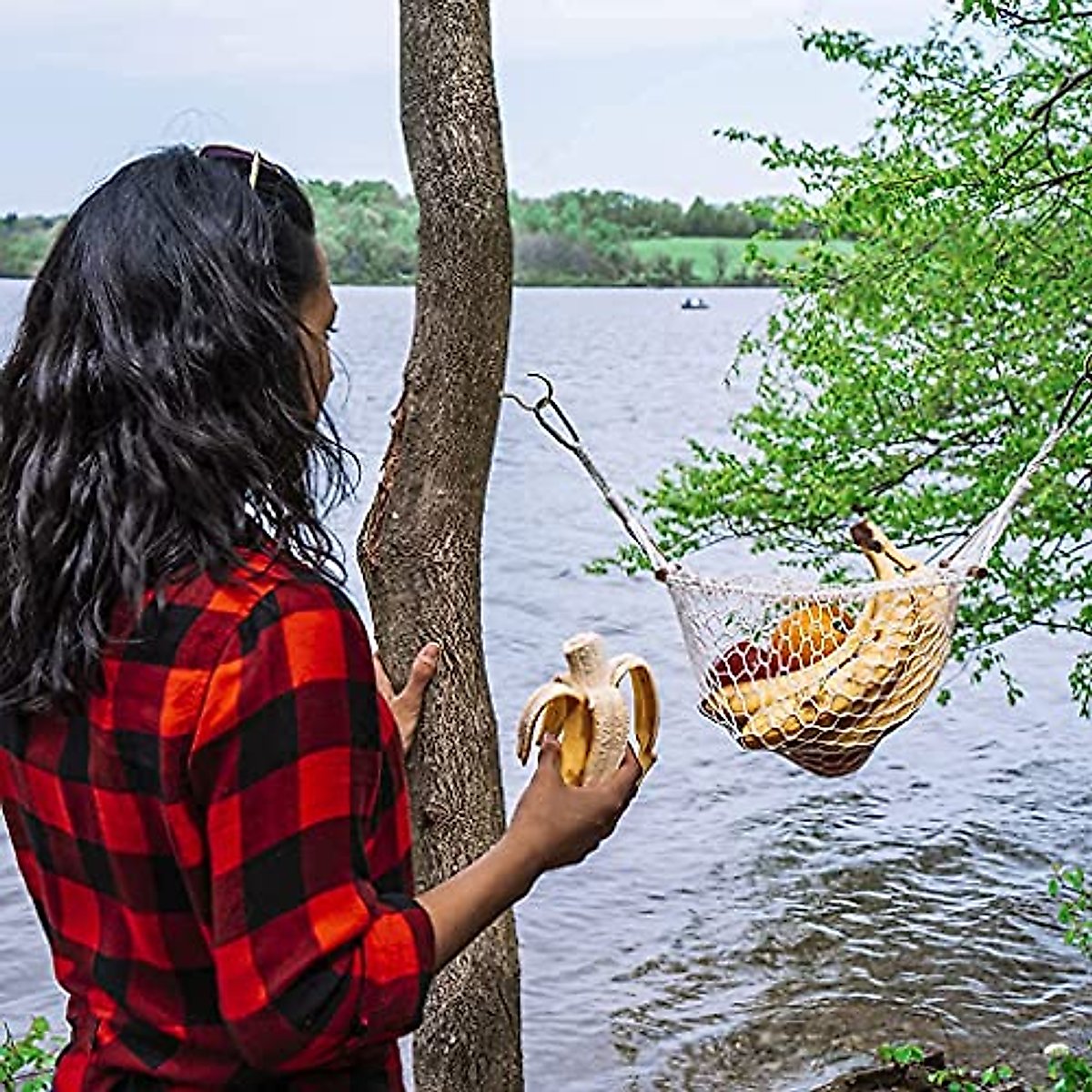Travelers Hammocks Fruit & Vegetable Macrame Hammock, Space Saving Produce Hammock for Boat, Home, RV Storage & Under Cabinet with-Drawstring Closure