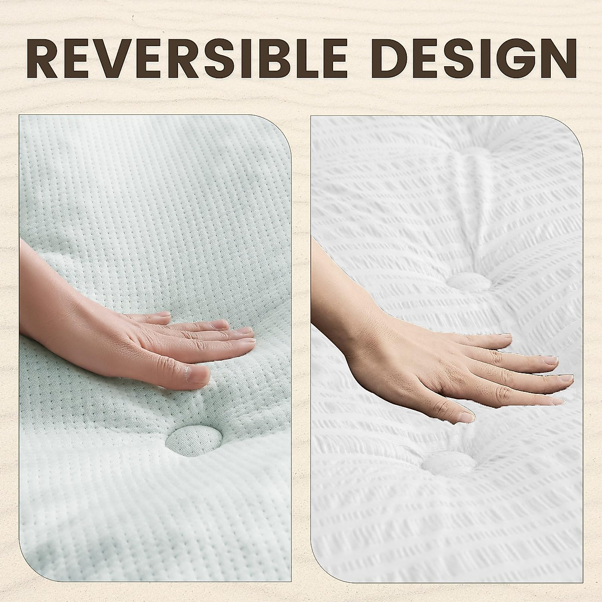 QUIETSEA Reversible Mattress Topper Twin XL Egg Crate Memory Foam Mattress Topper, Bamboo Viscose Mattress Pad Twin XL, Noiseless Waterproof Mattress Cover with Deep Pocket up to 21", 39" x 80"