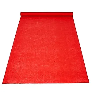 Red Carpet Runner for Party, 50 Ft Runway Aisle for Weddings, Banquets, Prom Nights, Movie Themed Decorations (40 gsm, 3" Wide)