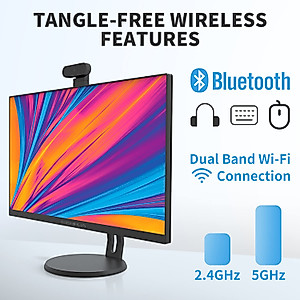 EUISHIHUA 24” All-in-one Computer Touchscreen, i7 Quad-Core Desktop Computer with Camera, 16G Ram 512G SSD IPS HD Display, WiFi Bluetooth for Home Entertainment Business Office (i7_Black)