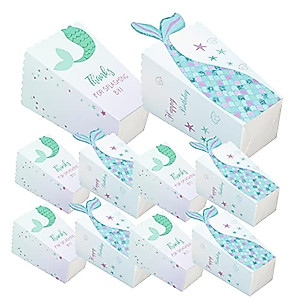 FUNOMOCYA 24pcs Popcorn Box Popcorn Box Mini Containers Popcorn Cups Disposable Candy Container Party Candy Table Containers Birthday Party Popcorn Boxes Mermaid Pattern Popcorn Box