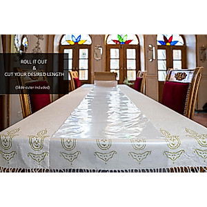 Neatiffy 62 in x 100 ft - Clear Disposable Plastic Table Cloth Roll with Slide Cutter | Waterproof Covers Any Size or Shape
