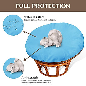 Papasan Cushion Cover Only,Water Resistant Papasan Chair Cushion Slipcover for Outdoor lndoor,Skin-Friendly Soft Machine Washable Unfading Zippered Cover for Round Egg Chair Cushion(Sky-Blue 50in)