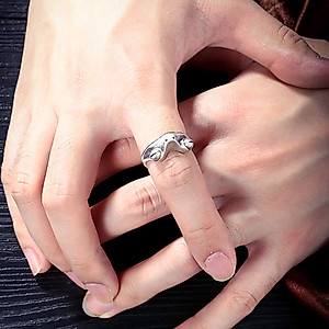 GAGAFEEL S925 Sterling Silver Frog Open Rings for Women Girl Adjustable Vintage Statement Ring Xmas Birthday Party Jewelry Gift (S925 Frog Ring)