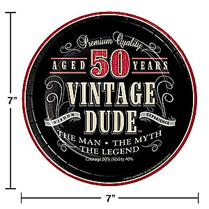 Creative Converting 24 Count Vintage Dude 50th Birthday Round Dessert Plates