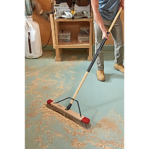 Harper 20201014 24 in. Premium Indoor Smooth-Surface Push Broom with Flagged Bristles, Gray