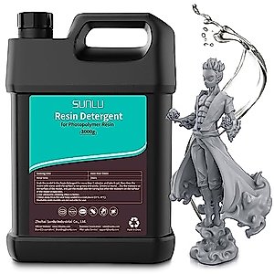 SUNLU 3D Resin Cleaner,3D Printer Resin Detergent, Hand-Washable Cleaner for 3D Printed Resin, Non-Toxic Reusable Resin Cleaner, Compatible with 3D Printing Resins, UV Resin, Epoxy Resin, 3KG Pack