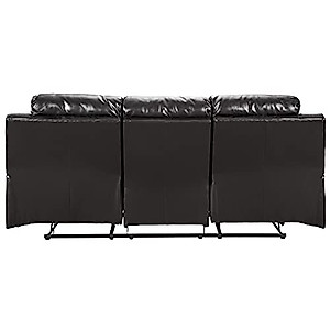 Signature Design by Ashley Kempten Faux Leather Manual Reclining Sofa with High Back and Blue LED Lighting, Black