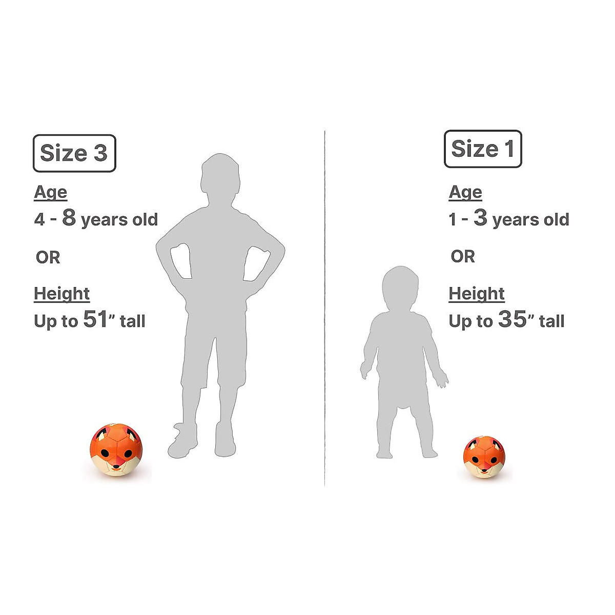 Daball Kid and Toddler Soccer Ball - Size 1 and Size 3, Pump and Gift Box Included (Size 1, Terry, The Fox)