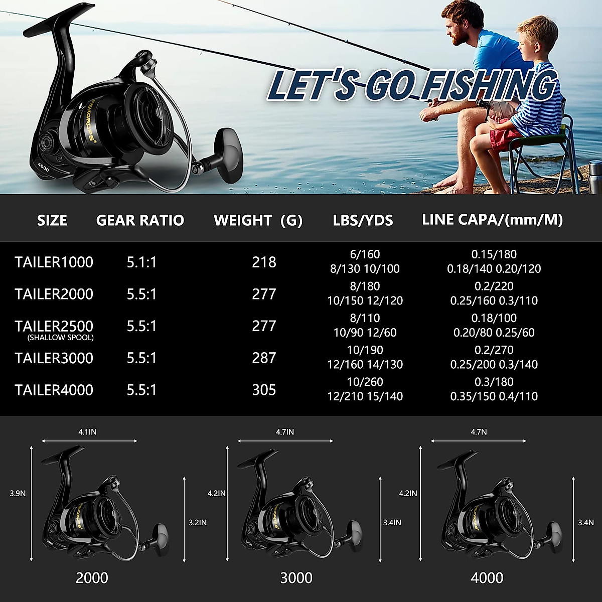 Fishdrops Fishing Reels Spinning, Lightweight Saltwater Spinning Reel High Speed Ultra Smooth Powerful with CNC Aluminum Spool Spinning Reels