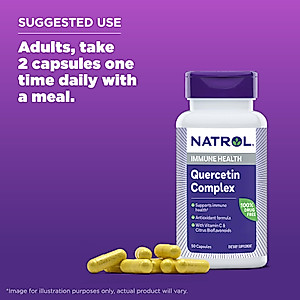 Natrol Quercetin Complex, Dietary Supplement for Immune Health, Quercetin Supplements with Vitamin C and Citrus Bioflavonoids, 50 Capsules, Up to a 25 Day Supply