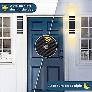 Totexil Dusk to Dawn Sensor Outdoor Wall Light, 2 Pack Waterproof Wall Sconce, Black Exterior Up and Down Light Fixtures for Porch Patio Hallway Corridor Garage