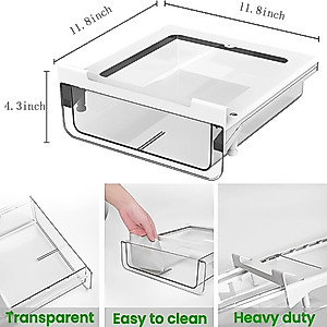 vacane Refrigerator Organizer Drawer, Clear Under Shelf Drawer,Pantry Drawer Under Cabinet Shelf Hanging Storage, Pull Out Fridge Bins Organizer