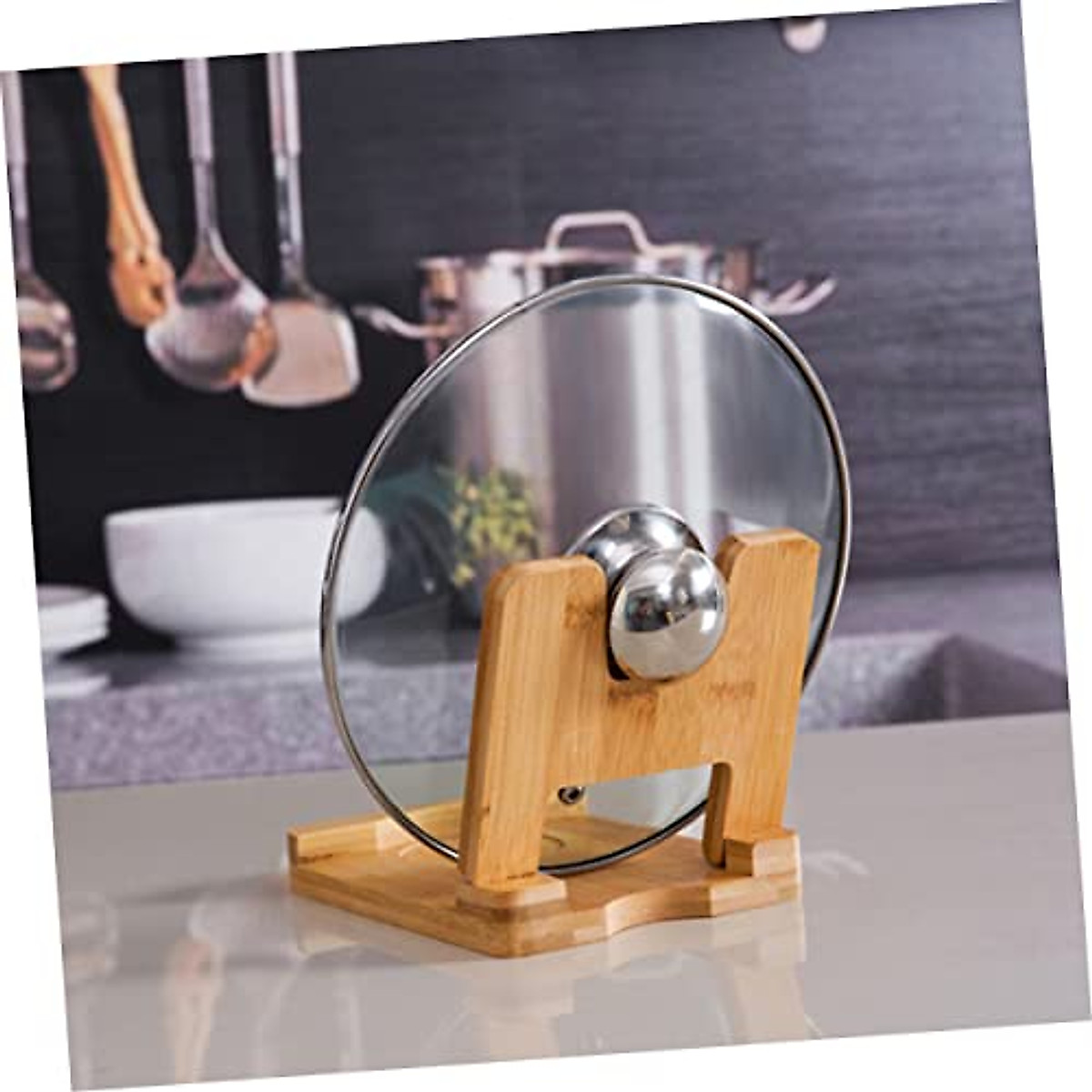 Zerodeko 1pc Lid Rack Desk Shelves Pot Lid Rest Holder Pot Cover Holder Desktop Organizer Shelf Tabletop Pan Lid Rack Pot Lid Shelf Folding Bracket Lid and Spoon Rest Pot Lid Stand Bamboo