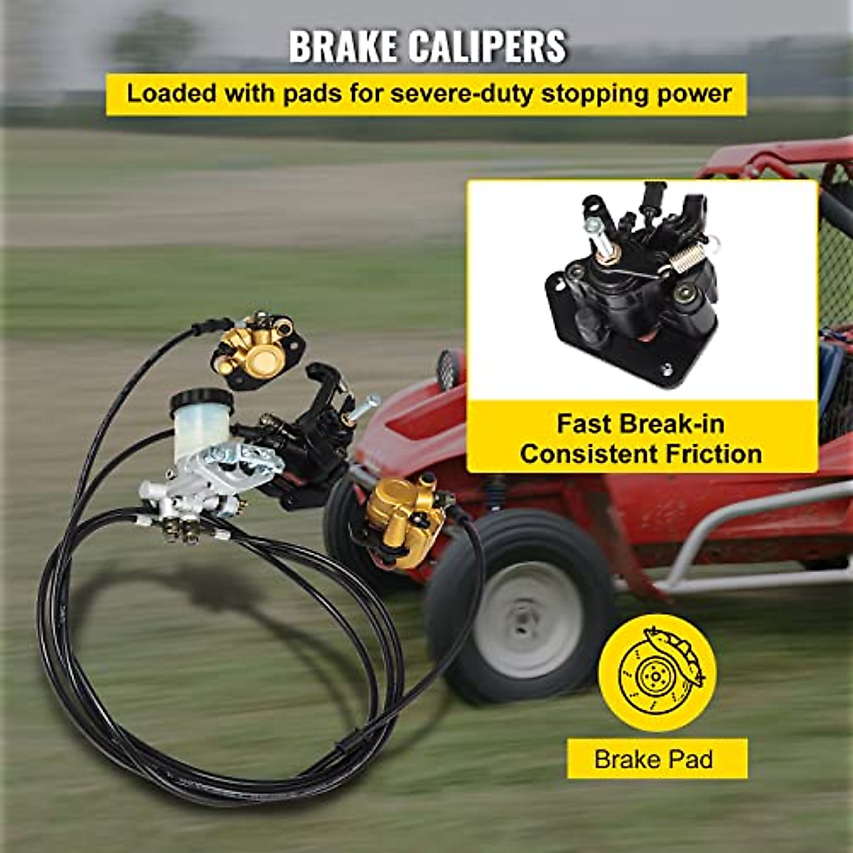 Vevor Go Kart Brake Master Cylinder Kit Go Kart Hydraulic Brake Kit Universal Go Karts Brake Kit Kandi Complete Including Master Cylinder, Hose, Caliper, Pad for 150cc : Automotive