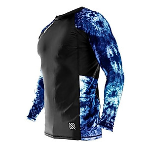 Sanabul Funk Strike Compression Long Sleeve Rash Guard | Stylish Training Shirt for MMA BJJ | Swim Surf Rash Guard for Men (Blue Swirl, Medium)