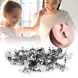 100 Pcs Tray Earring Clips, Flat Back Tray Earring Clips Metal Spring Ear Stud Clips for DIY Earrings Jewelry Making Findings