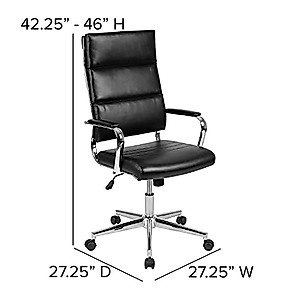 Flash Furniture Hansel High Back Black LeatherSoft Contemporary Panel Executive Swivel Office Chair