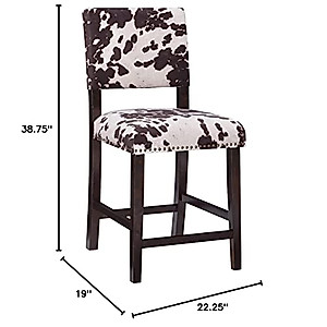 Linon Udder Madness Corey Counter Stool, 19"W x 22.25"D x 38.75"H, Manhattan Stain