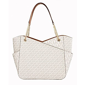 Michael Kors Jet Set Travel Large Chain Shoulder Tote (VANILLA Multi)
