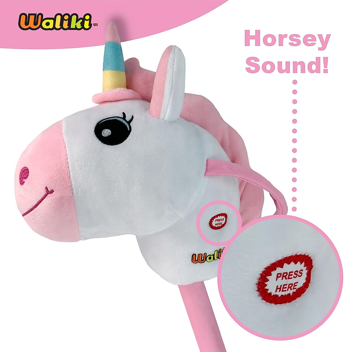 WALIKI Unicorn Stick Horse Toy for 2, 3, 4, 5, 6 & 7 Year Old Girls | Cute Birthday Gift for Little Girls | Pretend Play Pony for Toddlers & Preschoolers