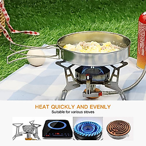 Lixada Camping Cookware Set, 4PCS Portable Stainless Steel Camp Cook Set, Lightweight Stackable Camping Pots and Pans Plate Set Camping Gear for Outdoor Backpacking Camping Hiking Picnic