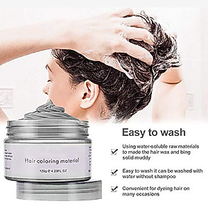 YHMWAX Fashion Silver Gray Hair Wax Pomade - Colorful Disposable Natural Hair Styling Gel for Party, Cosplay, Masquerade