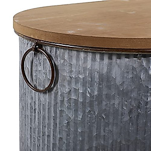 Deco 79 Metal Storage Bench with Brown Wood Top, Set of 3 48", 23", 23"W, Brown