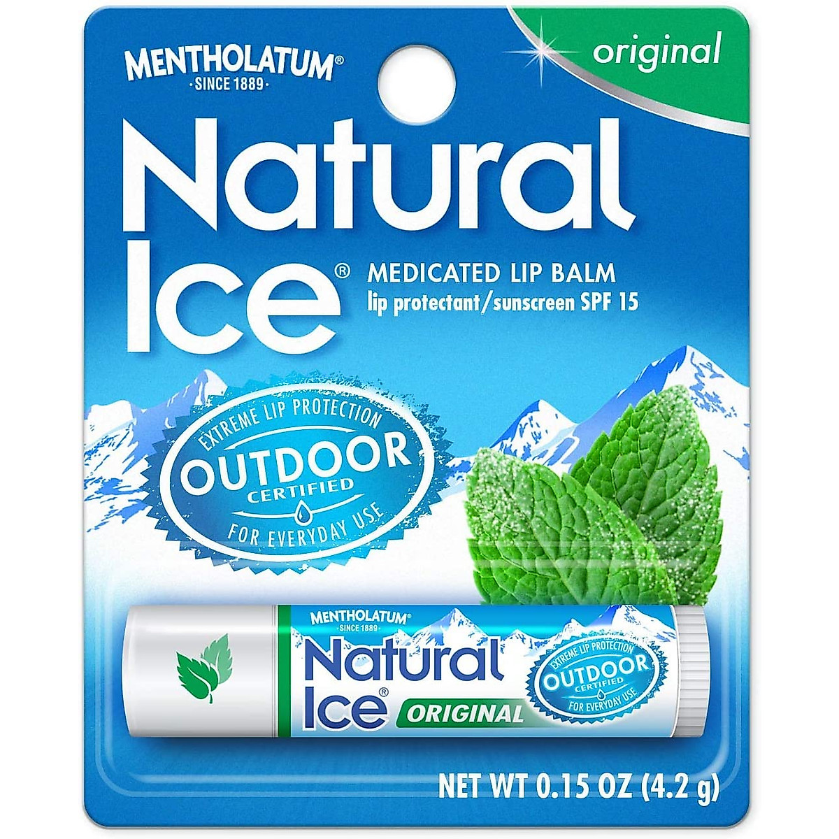Mentholatum Natural Ice Lip Balm Original SPF 15 1 Each ( Pack of 3)